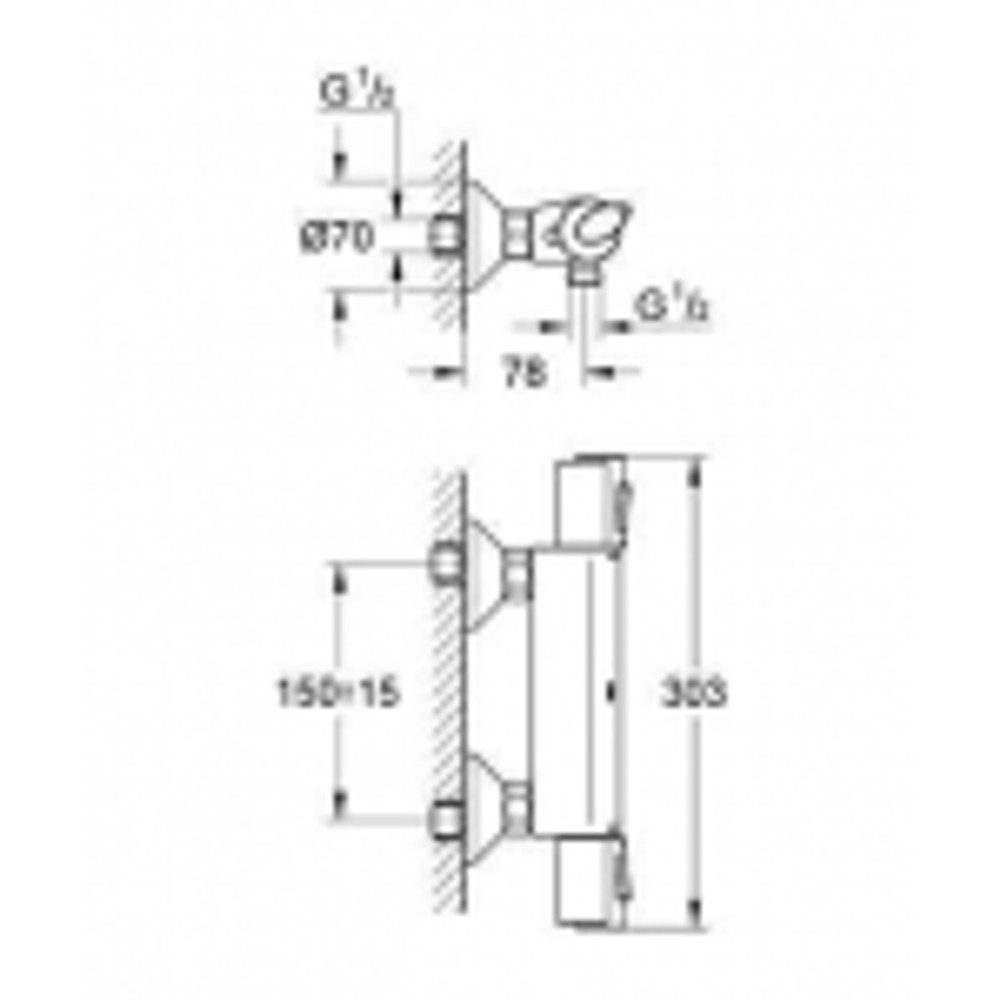 Grohe Grohtherm 1000 termosztátos zuhanycsaptelep 34143 000 (34143000 ...